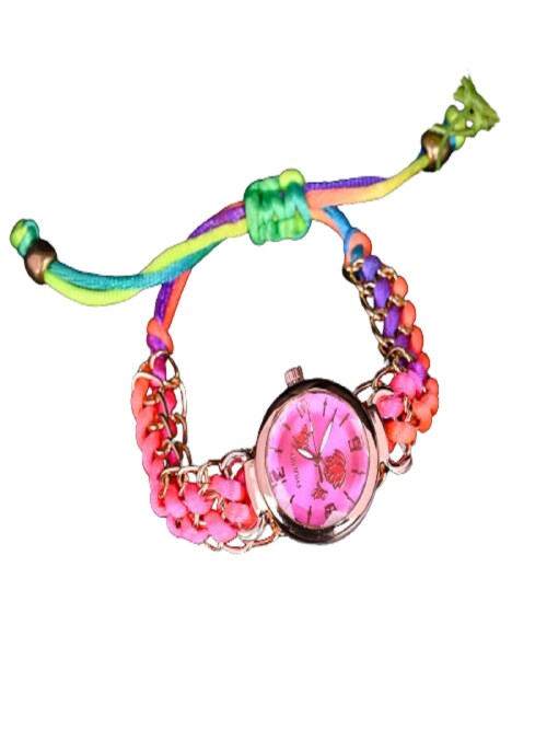 Buy HARIPRIYA Elegant Pink Wrist Analog Watch Bracelet With Fabric Band ...