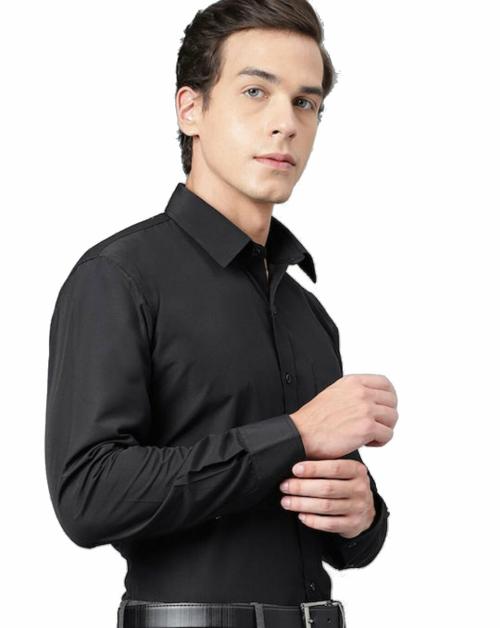 Buy JSPARK Premium Cotton Solid Plain Black Shirt For Men Online at ...
