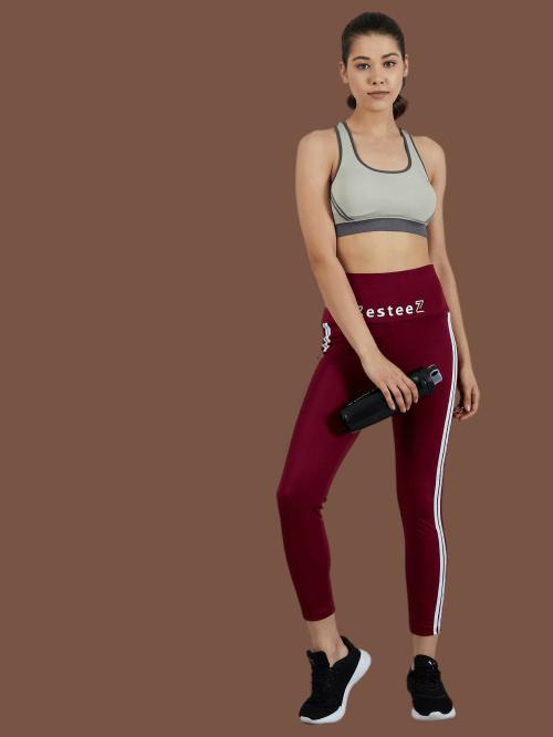 Buy Designer Women Maroon Striped Lycra Blend Tights (26) l Hose l ...