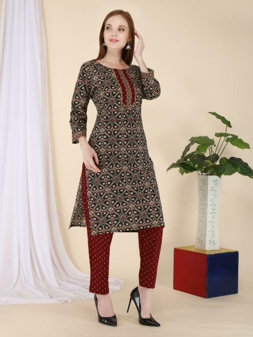 Buy ERISHA Erisha Womens Cotton Printed Straight Kurta Online at Best ...