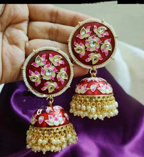 Buy Manath Ethnic Meenakari Jhumka Earrings for Girls and womens Alloy ...
