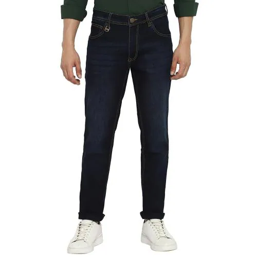Buy Red Chief Solid Narrow Fit Blue Poly Cotton Lycra Casual Jeans for ...