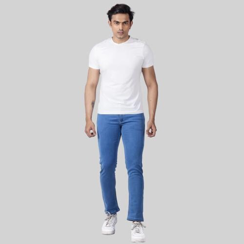 Buy AFLASH Men's Denim Solid, Regular Fit Light Blue Color Jeans Pant ...