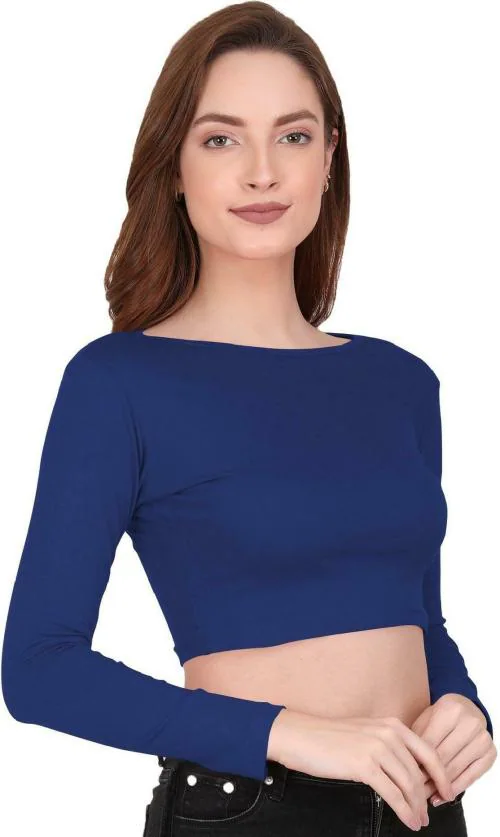 Buy The Blazze Women Royal Blue Cotton Blend Blouse, Medium Online at Best Prices in India ...