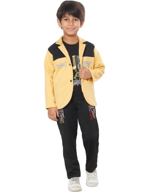 Buy Dkgf Fashion Boys Yellow Printed Cotton Blend Casual T-shirt ...