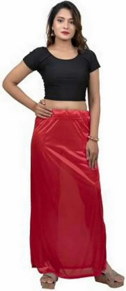Buy Kavya Designer Women Red Satin Blend Saree Petticoat Online at Best ...