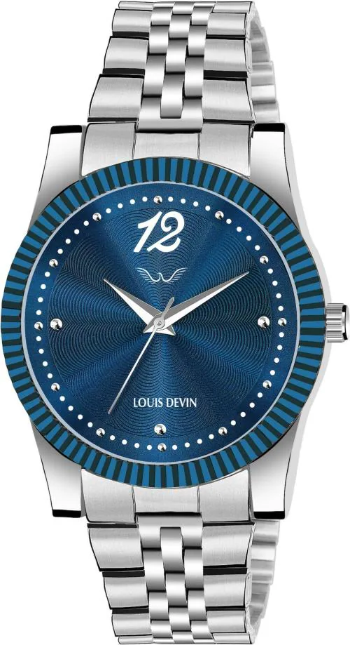 Buy Louis Devin Stainless Steel Chain Analog Wrist Watch for Men (Blue ...