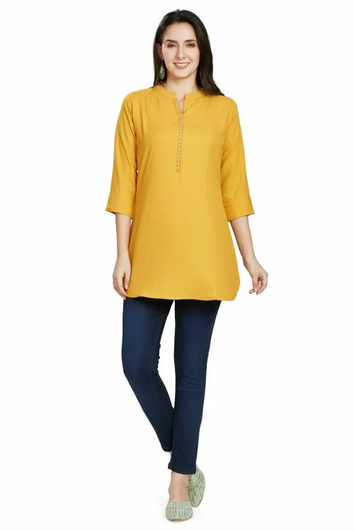 Buy nioni Women's Straight Short Kurta | Round Neck Tunic for Girls| 3/ ...