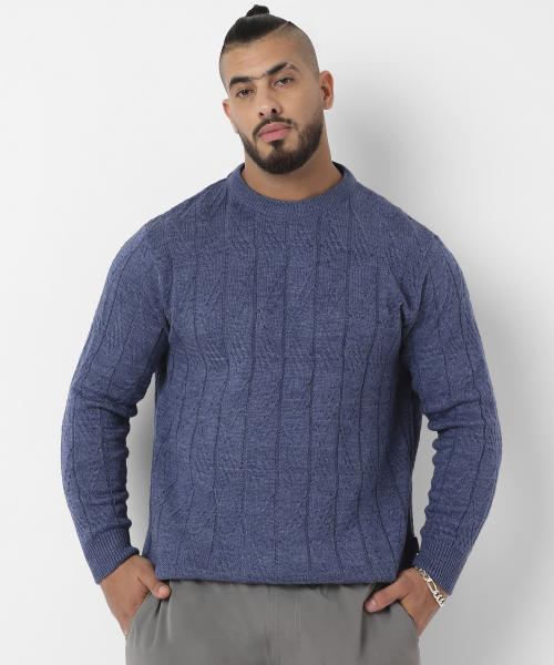 Buy Instafab Plus Men's Textured Knit Pullover Sweater Online at Best ...