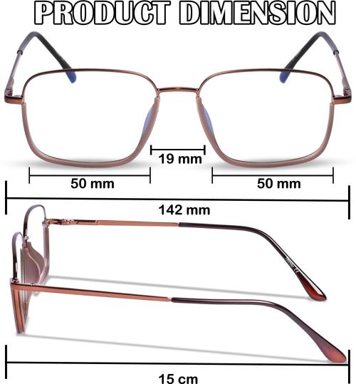 Buy Redex Single Vision Rectangle Full Rim Brown Frame (Men And Women ...