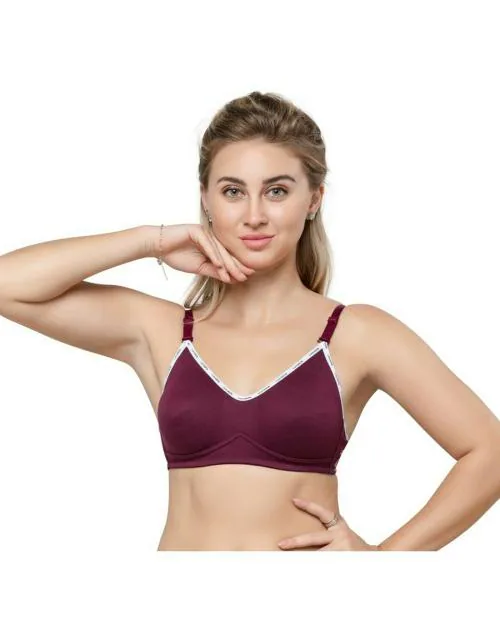 Buy Lovable Women's Girl's Polycotton Seamless Full Coverage Non Padded Non-Wired Bra - (Wine ...