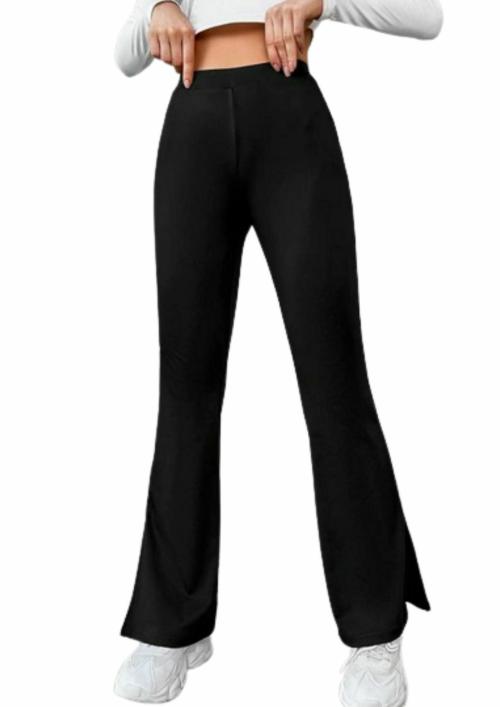 SIDE SLIT SOLID BLACK TROUSER FOR WOMEN - JioMart