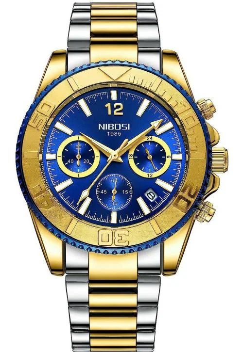 Buy Nibosi Mens Blue Stainless Steel Round Chronograph Watch (Pack of 1 ...