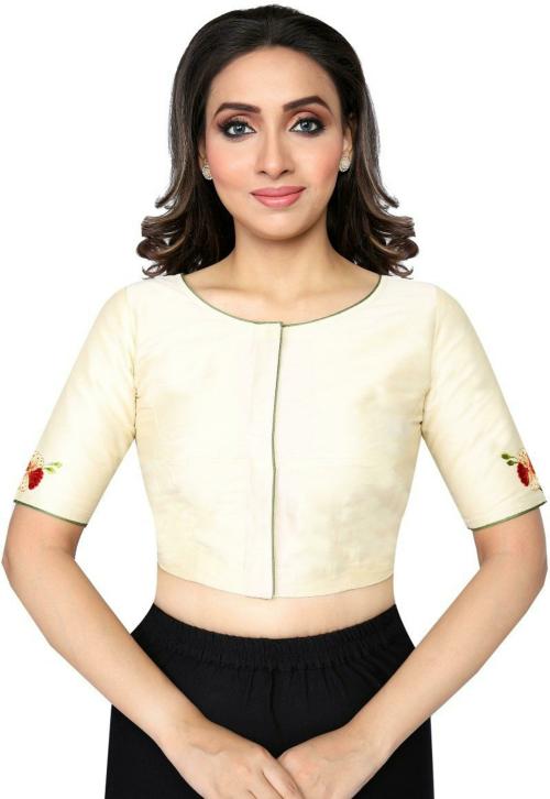 Buy RENE Women Beige Woven Design 100% Cotton Blouse Online at Best ...
