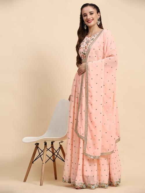 Buy NEEL ART WOMEN'S GEORGETTE FABRIC SEQUIN EMBROIDERY WORK LEHENGA ...