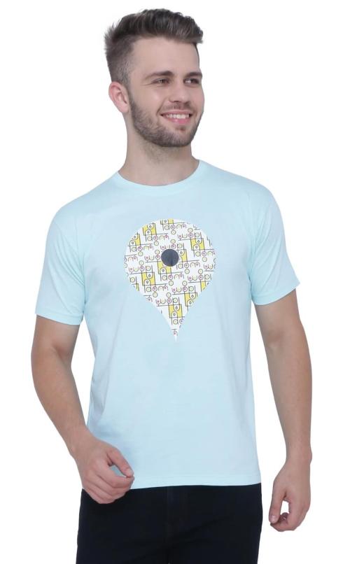 Buy Neo Garments Men Sky Blue Cotton Round Neck Half Sleeve T-Shirt ...