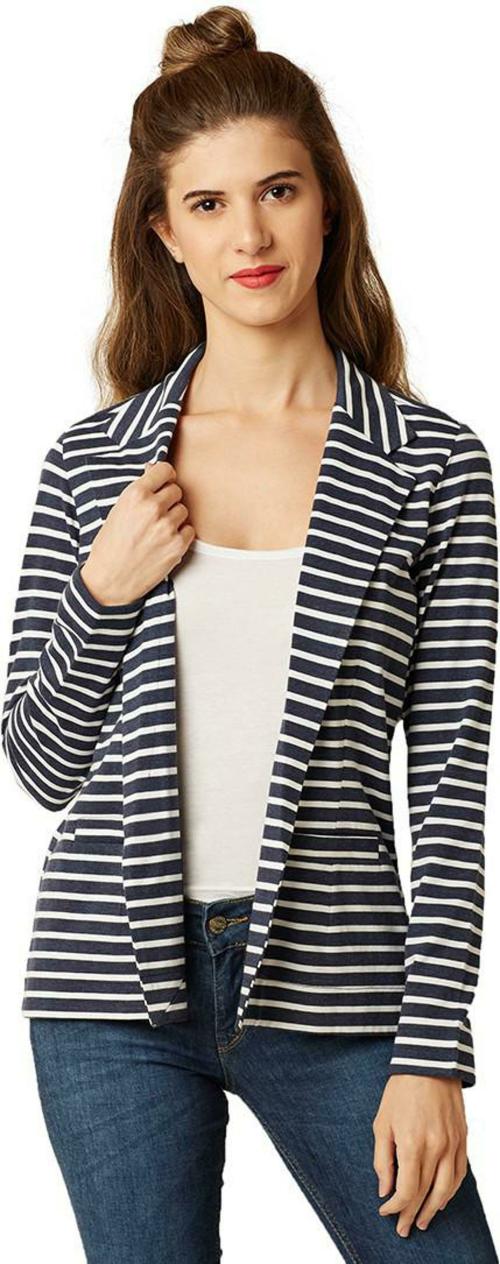 Buy Miss Chase Women Multicolor Striped Cotton Single Jacket Online at Best Prices in India ...