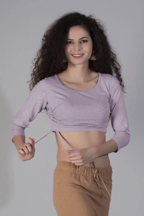 Buy THE BLAZZE B4088 Women's Cotton Scoop Neck Drawstring Crop Top Half ...