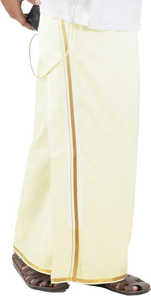 Buy Venmai Men Gold Solid Cotton Blend Velcro Dhoti (36) Online at Best ...