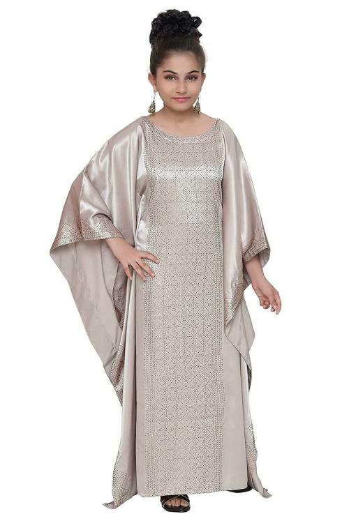 Buy Maxim Creation Girls Beige Satin Maxi Dress, 11 to 13 years Online ...