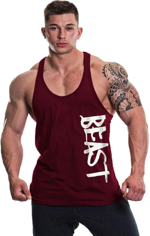 Buy The Blazze Men Cotton Blend Fabric Tank (Xl)_Maroon Online at Best ...