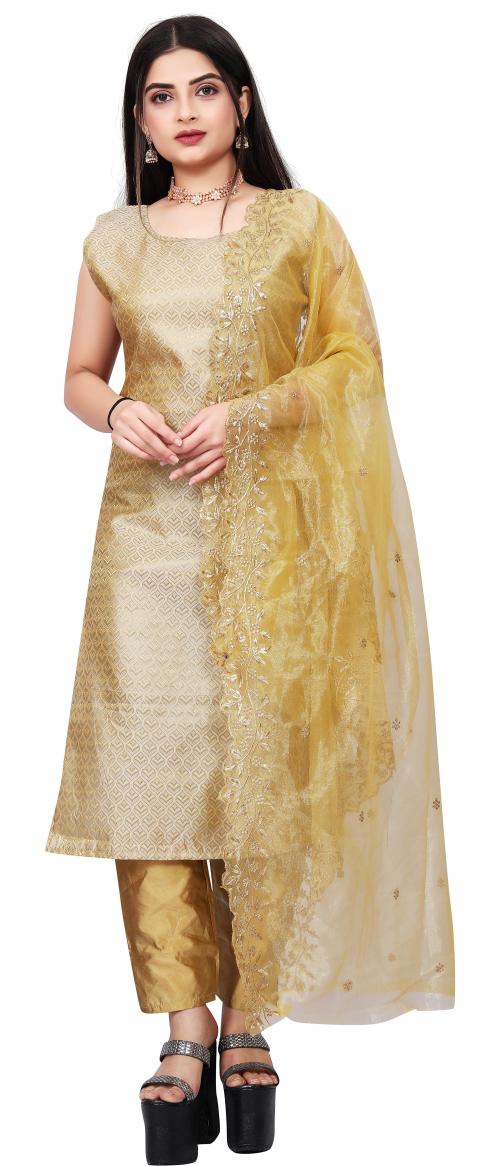 Buy sukhnath creation Women's Silk Blend Beige Straight Kutra, Pant ...