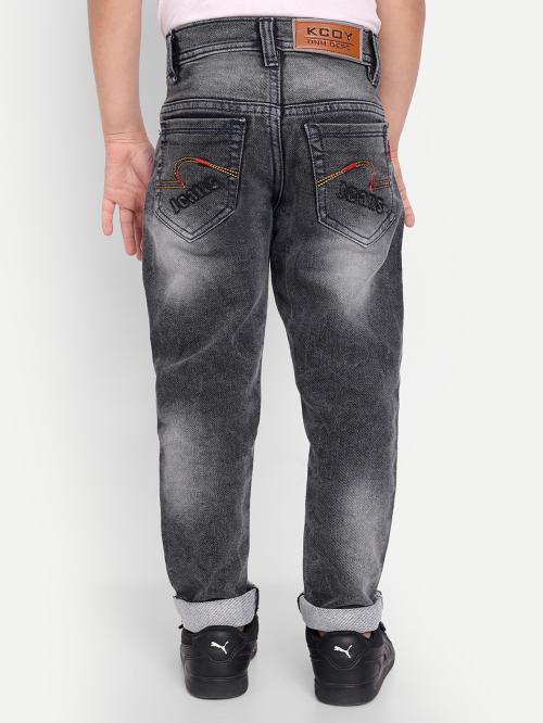 Buy Kcoy Boys Black Cotton Blend Slim Mid Rise Jeans (7-8 Years) Online ...