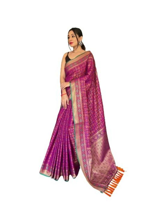 Buy Leeli Peeri Designer Women Purple Silk Saree With Running Blouse ...