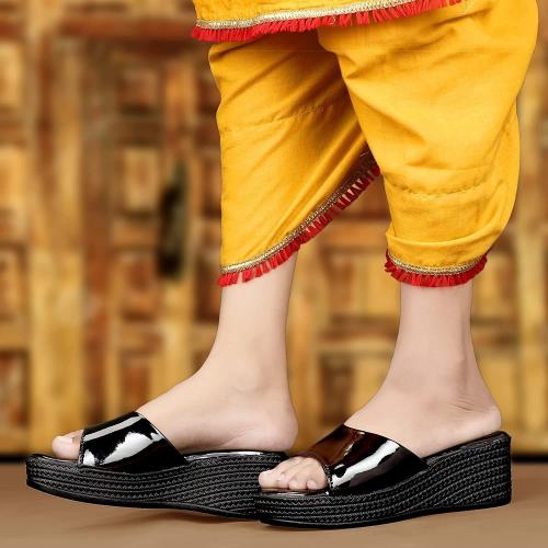 Buy Shoe Lab Women's Comfortable Black Heel Slipper Online at Best ...