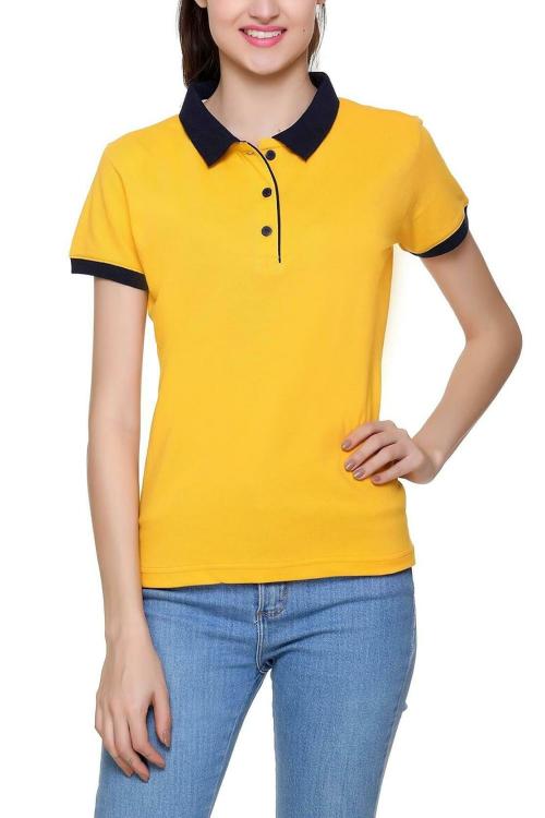 Buy Colors and Blends Women Yellow Solid Standard Length Polos Online at Best Prices in India ...
