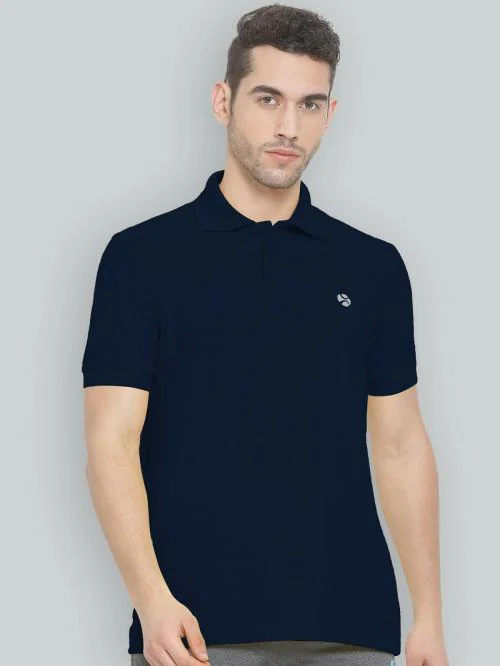 Buy Lux Nitro Cotton Blend Navy Polo T-shirt For Men Online at Best ...