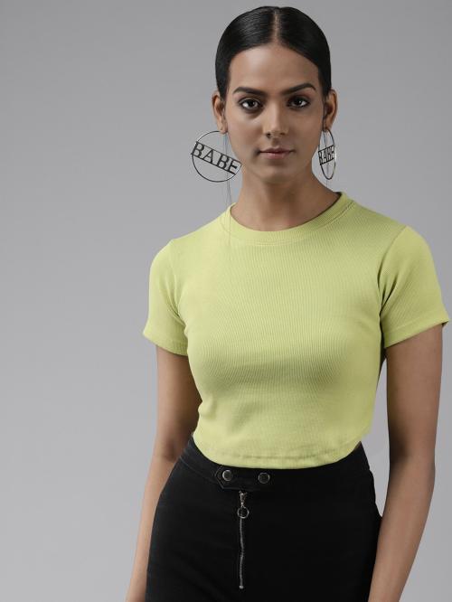 Buy THE DRY STATE Casual Solid Women Light Green Top Online at Best ...