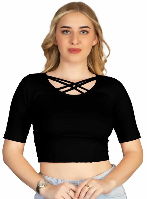 Buy AD2CART VA4143 Women Chest Double X Neck ElbowSleeve Stylish Crop ...