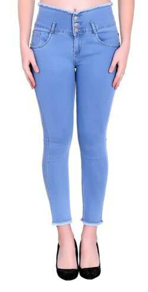 Buy Trusha Dresses Women Light Blue Solid Denim Jeans (32) Online at ...