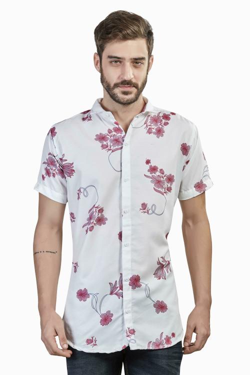 Buy MASTER MARK Men White Printed Rayon Shirt (XL) Online at Best ...