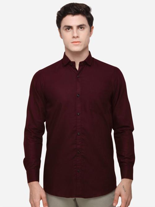 Buy IKG DENIM Men Slim Fit Solid Slim Collar Casual Shirt Maroon XL ...