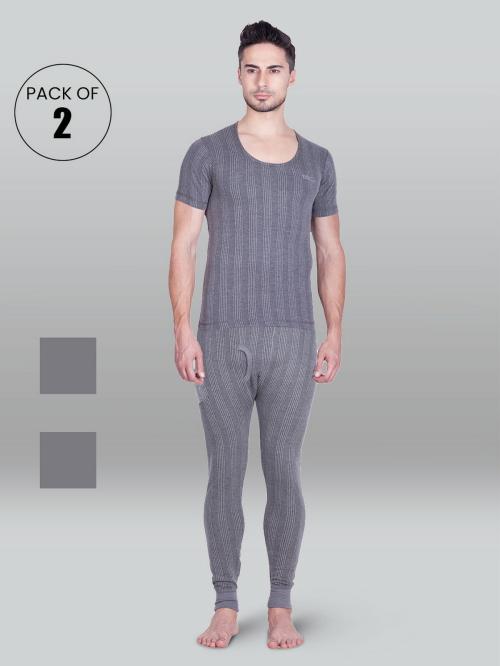 Buy Lux Inferno Men's Round Neck Half Sleeve,Trouser Grey Thermal 2Set ...