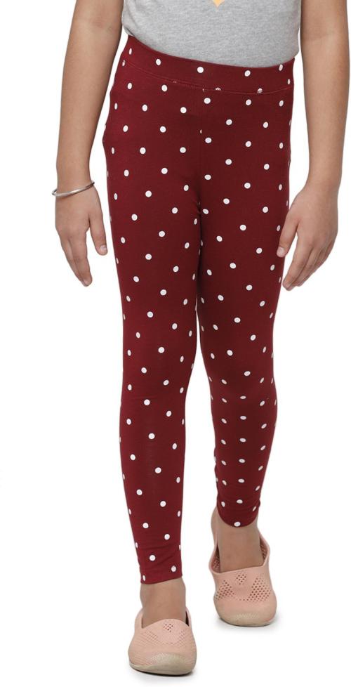 Buy De Moza Girls Maroon Printed Cotton Blend Legging (4-5 Years ...