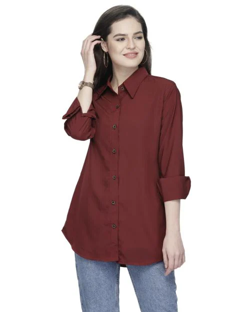 Buy Enchanted Maroon Solid Women's Shirt Online at Best Prices in India ...