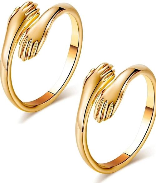 Buy The Key House Gold Stainless Steel Adjustable Hug Ring Give Me A ...
