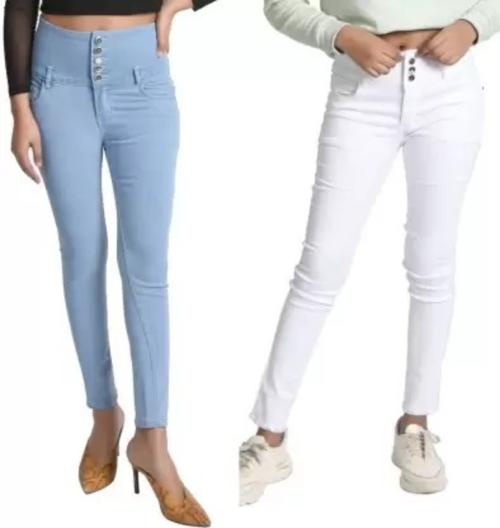 Buy FABMACHINE Women Regular wear Stylish 5 Buttoned Denim Jeans Combo ...