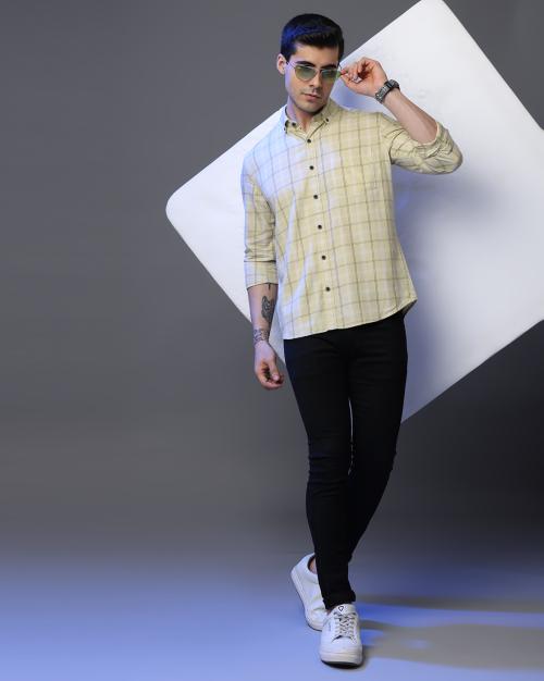 Buy FOGA CLOTHING--Mens Twill Checked Casual Shirt Online at Best ...