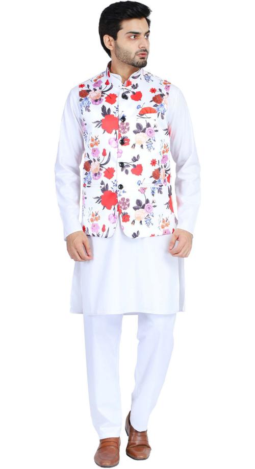 Buy Tahvo Men Multicolor Floral Print Cotton Blend Jacket And Pyjama ...