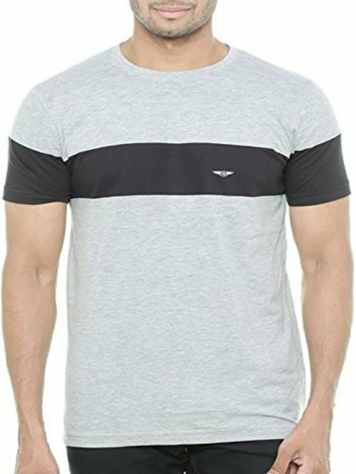 Buy BULLMER Multicolor Halfl sleeve Single Colorblock Round Neck T ...