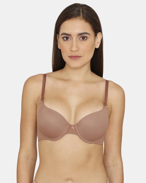 Buy Zivame Push-Up Wired Medium Coverage T-Shirt Bra - Nutmeg Online at Best Prices in India ...