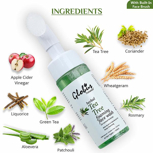 Globus Naturals Tea Tree Acne Control Foaming Face Wash With Silicon ...
