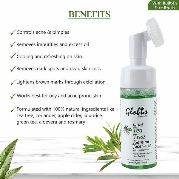 Globus Naturals Tea Tree Acne Control Foaming Face Wash With Silicon ...