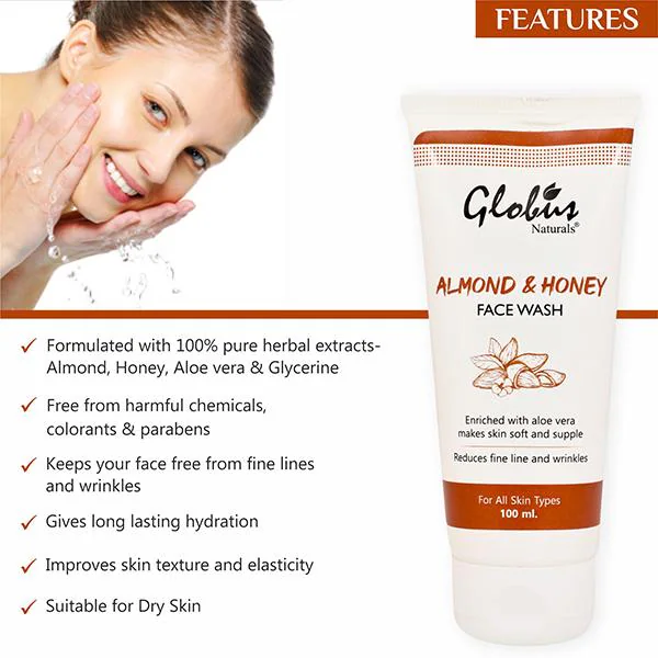 Globus Naturals Almond & Honey Gentle Face Wash 100 ml - JioMart