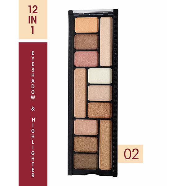 Half N Half 12 in 1 Eyeshadow & Highlighter Makeup Kit, Multicolour ...