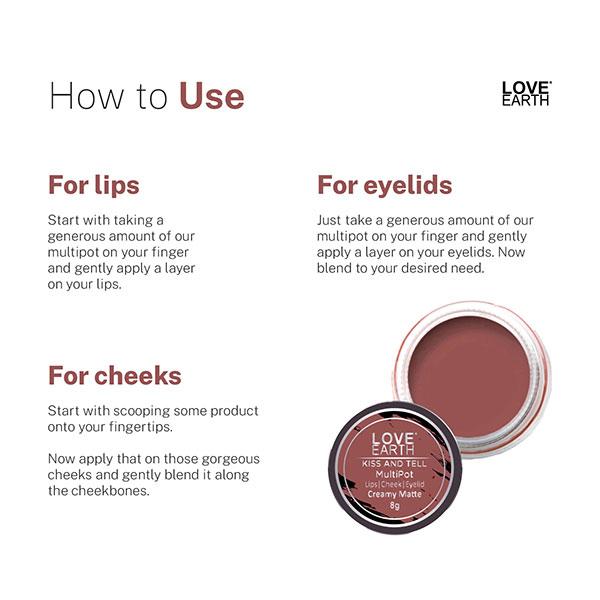 Love Earth Lip Tint & Cheek Tint Multipot-Kiss And Tell - Mauvish Pink ...